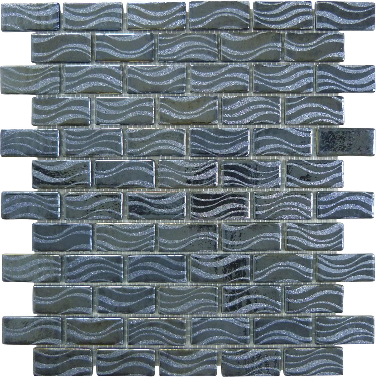 Glitter Black 1x2 Glossy Glass Tile | Oasis Tile
