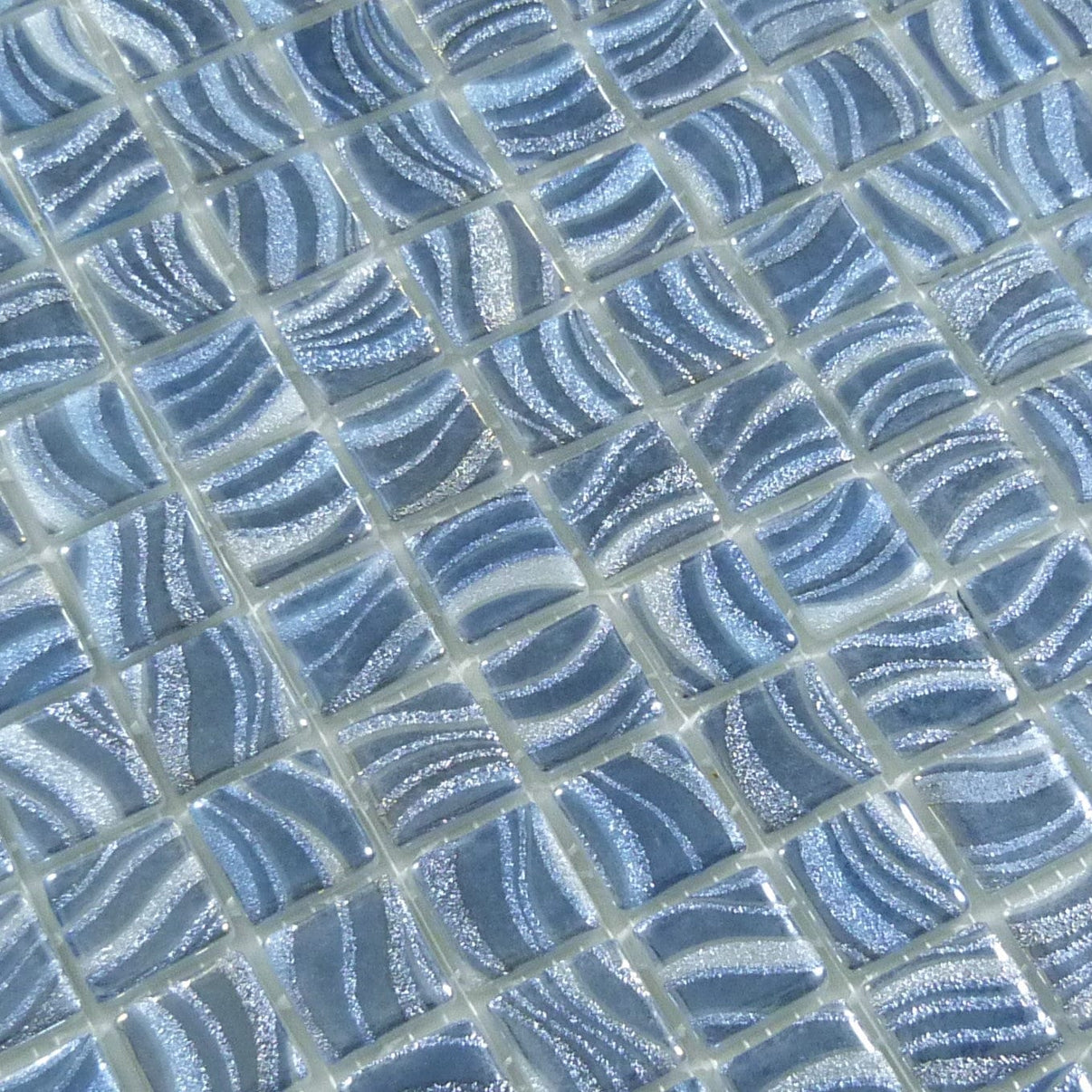 Glitter Blue 1x1 Glossy Glass Tile | Oasis Tile
