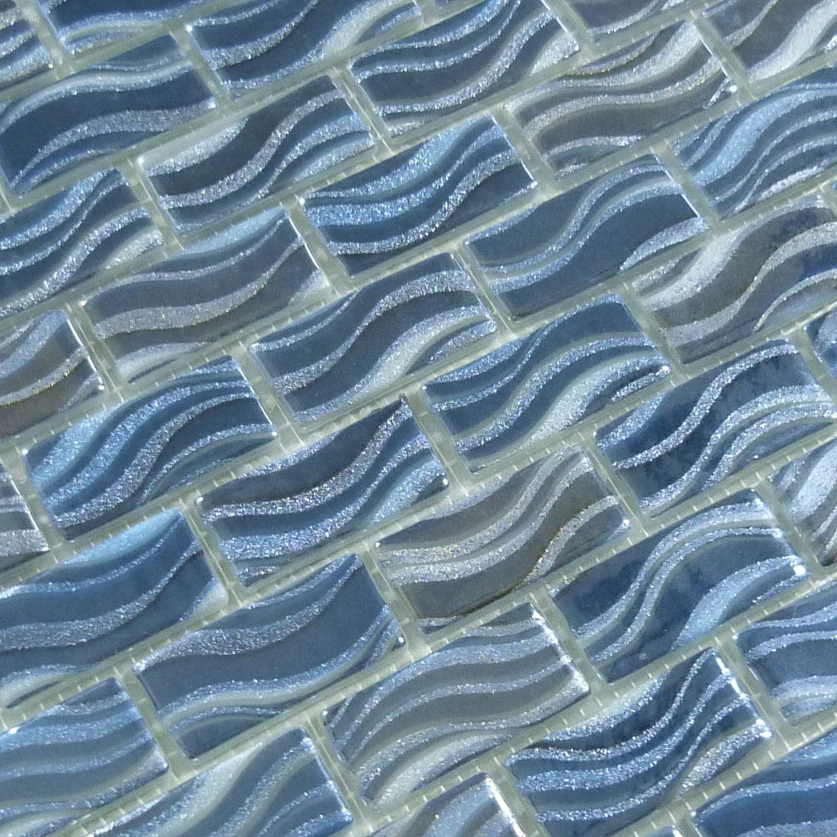 Glitter Blue 1x2 Glossy Glass Tile | Oasis Tile
