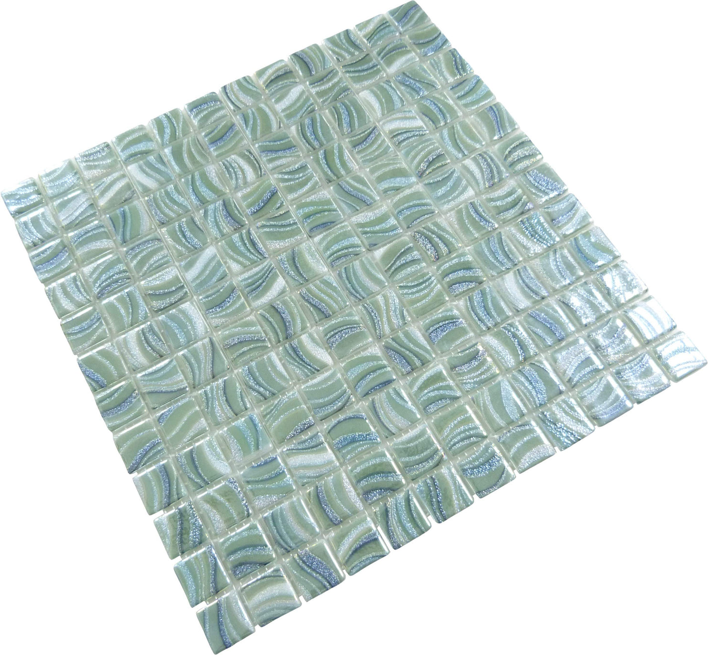 Glitter Jade 1x1 Glossy Glass Tile | Oasis Tile