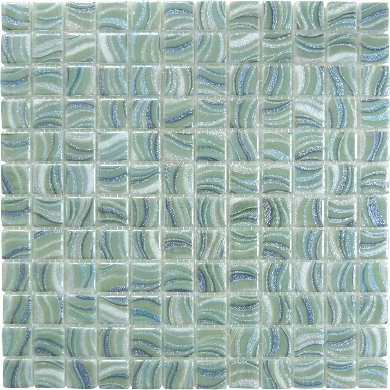 Glitter Jade 1x1 Glossy Glass Tile | Oasis Tile