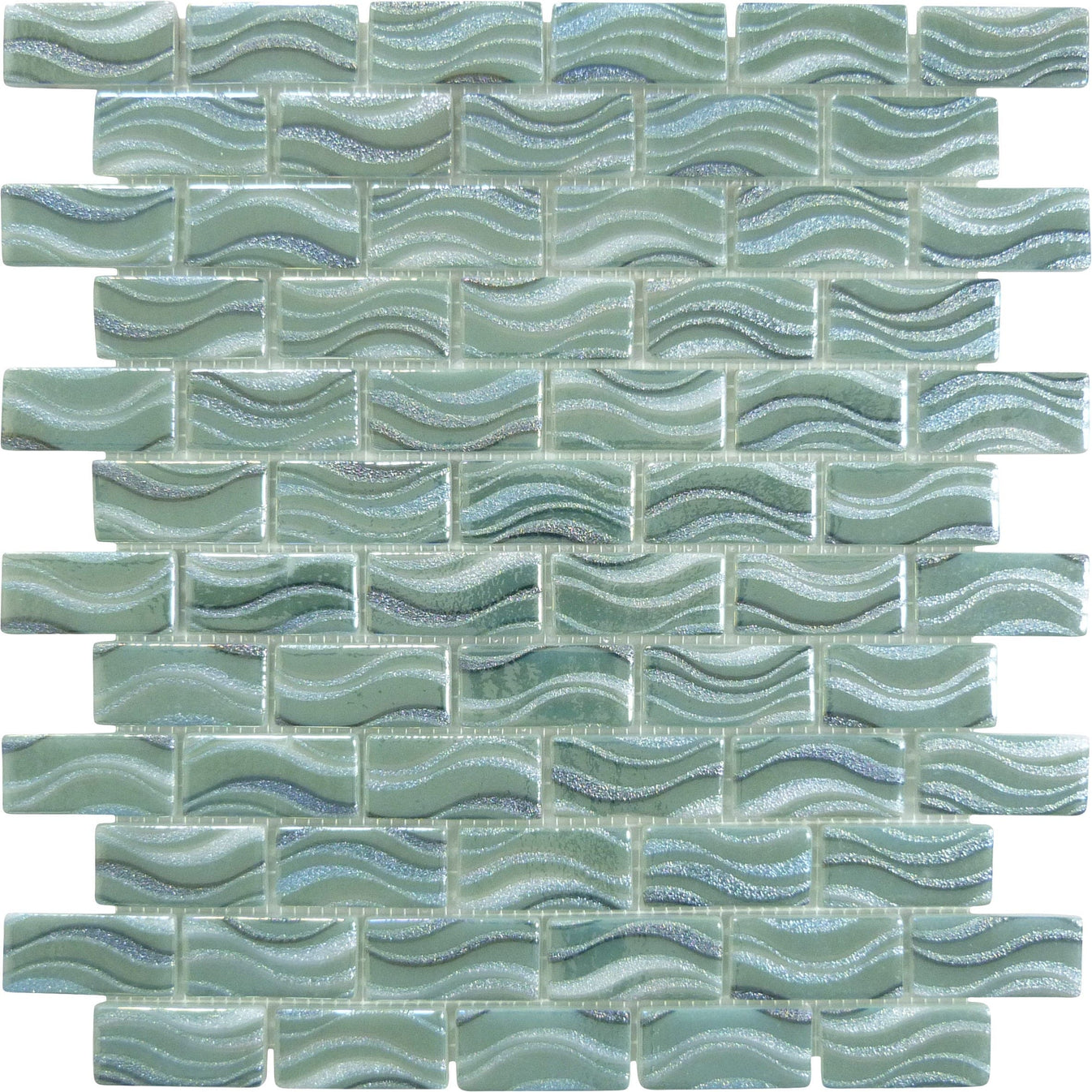 Glitter Jade 1x2 Glossy Glass Tile | Oasis Tile