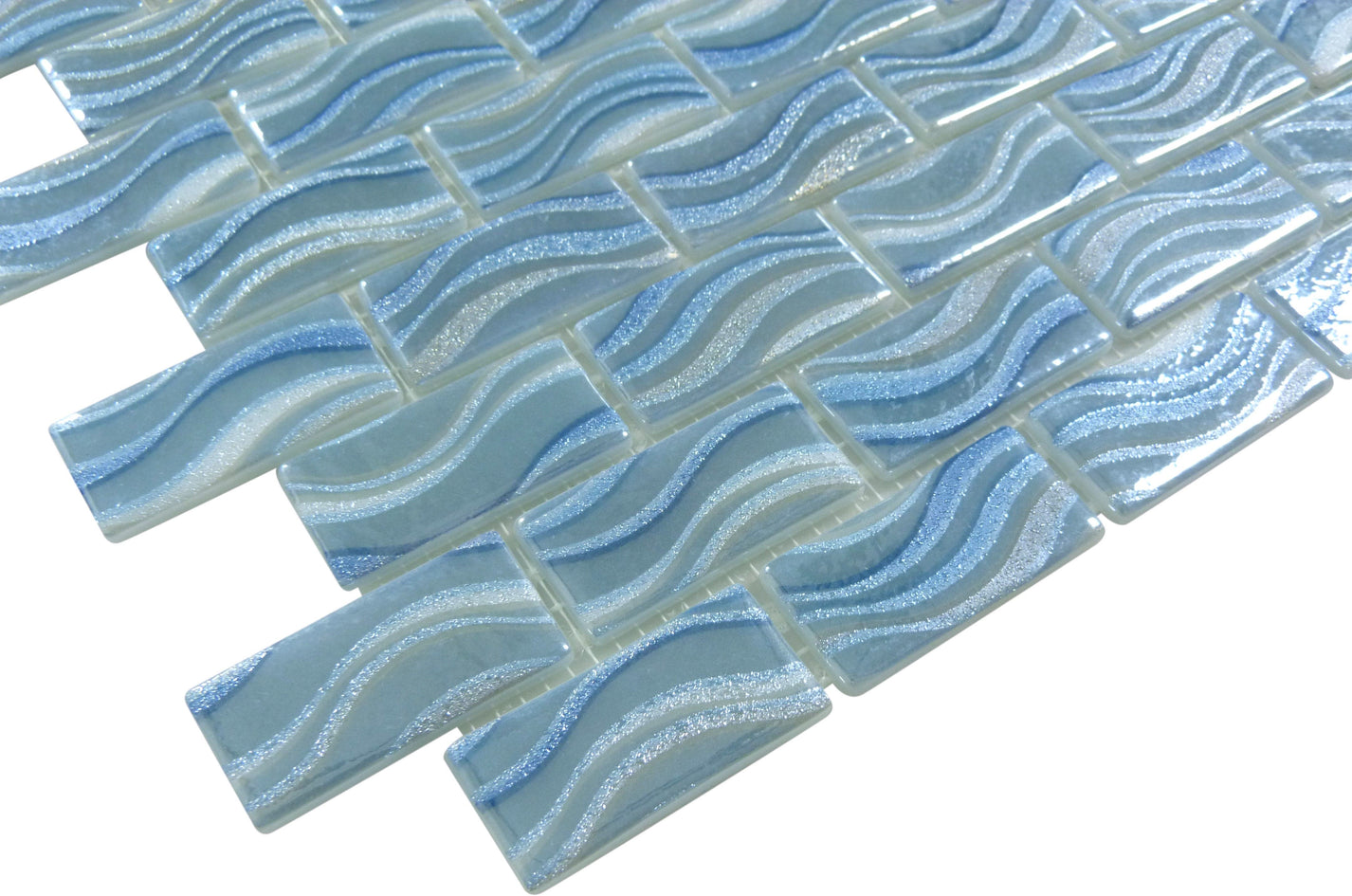 Glitter Sky 1x2 Glossy Glass Tile | Oasis Tile