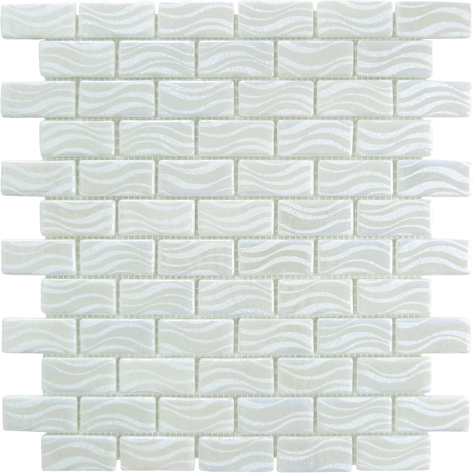 Glitter White 1x2 Glossy Glass Tile | Oasis Tile
