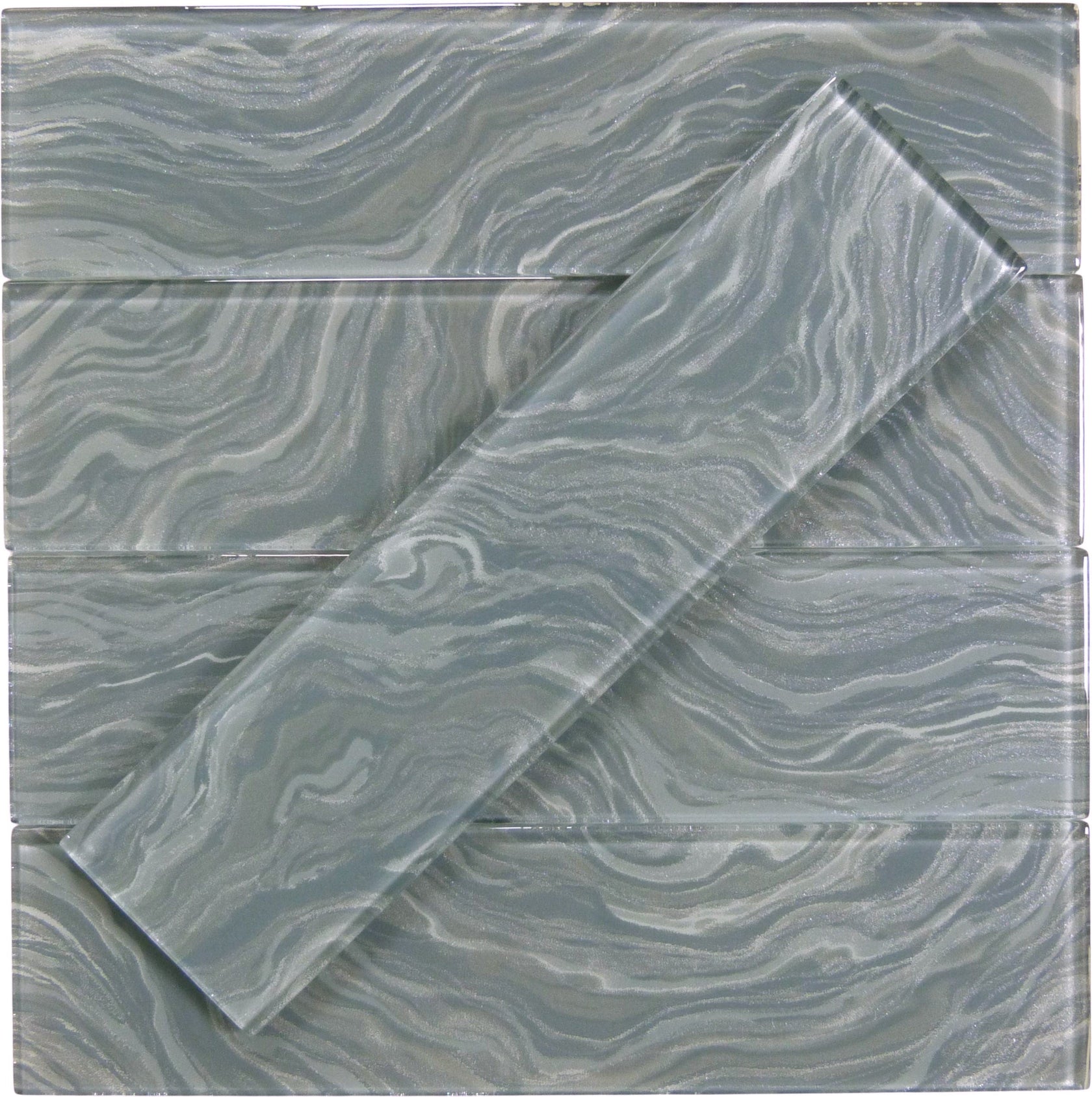 Oceanique High Tide Grey 3x12 Glossy Glass Tile | Oasis Tile