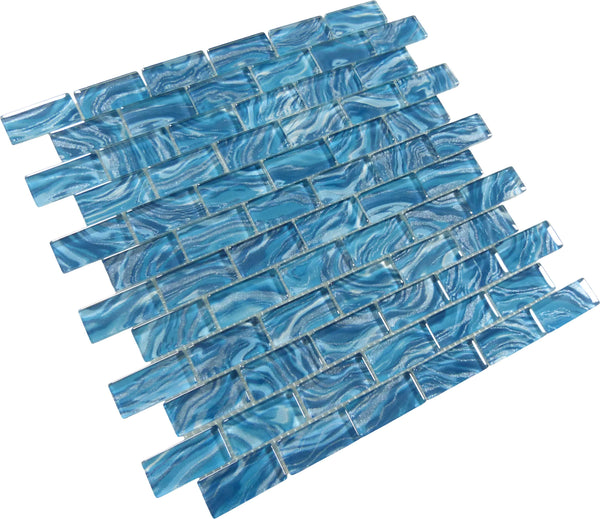Oceanique High Tide Teal Green 1x2 Glossy Glass Tile | Oasis Tile