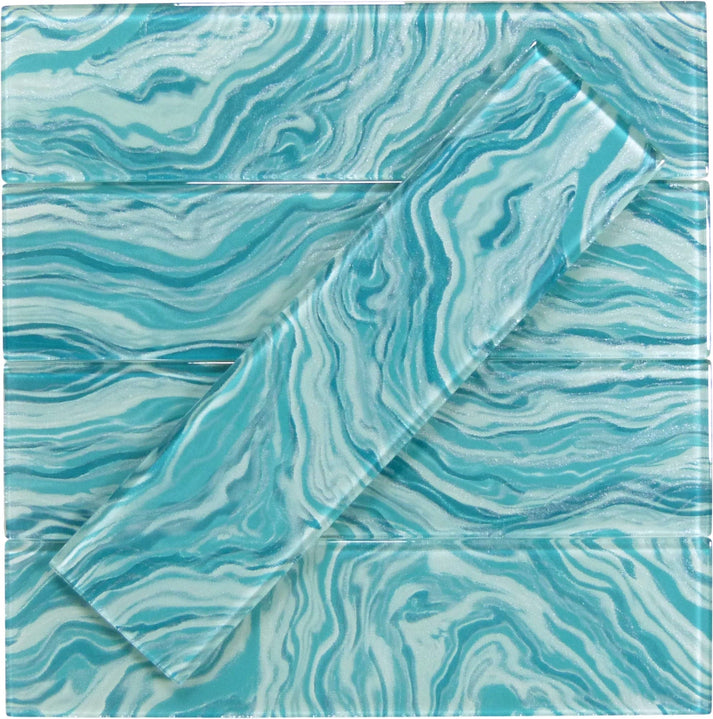 Oceanique High Tide Turquoise 3x12 Glossy Glass Tile | Oasis Tile
