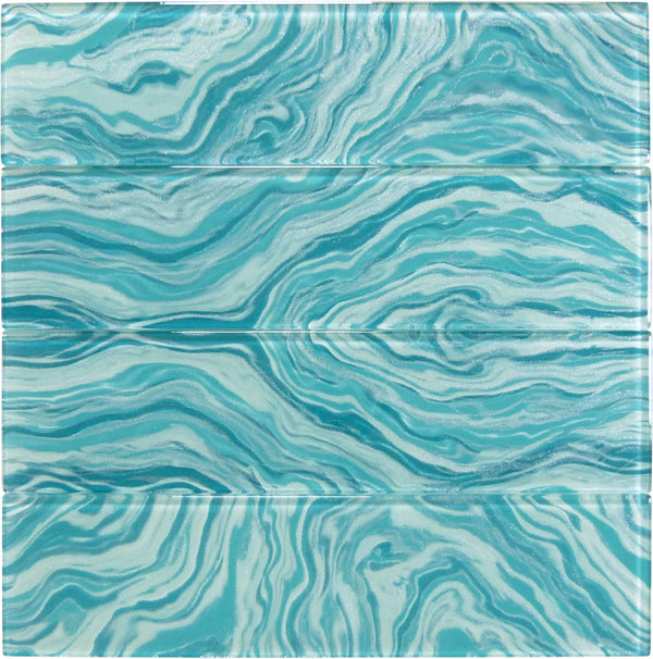 Oceanique High Tide Turquoise 3x12 Glossy Glass Tile | Oasis Tile
