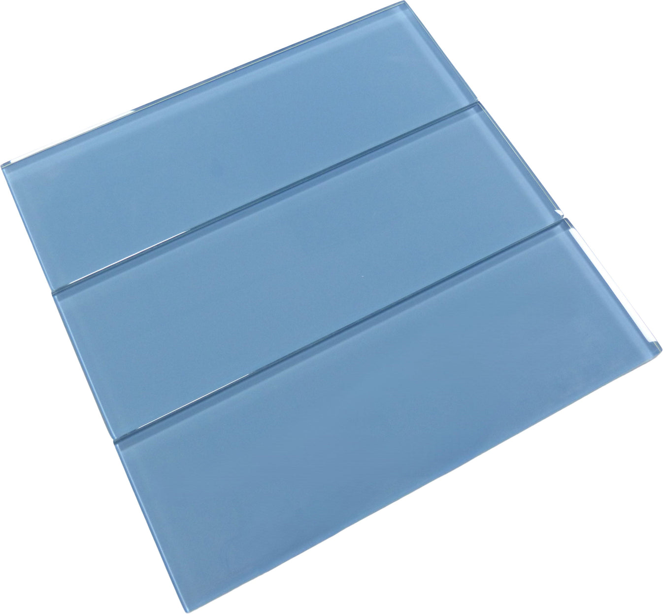 4'' x 12'' Blue Glass Subway Tile Glossy C09
