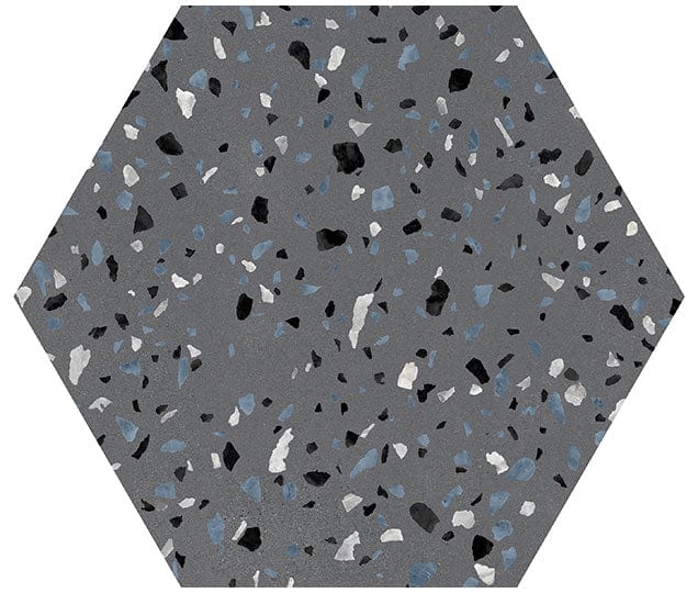 Abstract Graphite Grey 8x9 Hexagon Matte Porcelain Tile | Oasis Tile