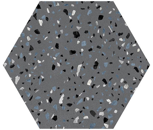 Abstract Graphite Grey 8x9 Hexagon Matte Porcelain Tile | Oasis Tile