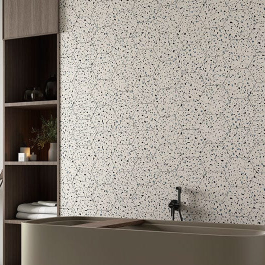 Abstract Talco Beige 8x9 Hexagon Matte Porcelain Tile | Oasis Tile