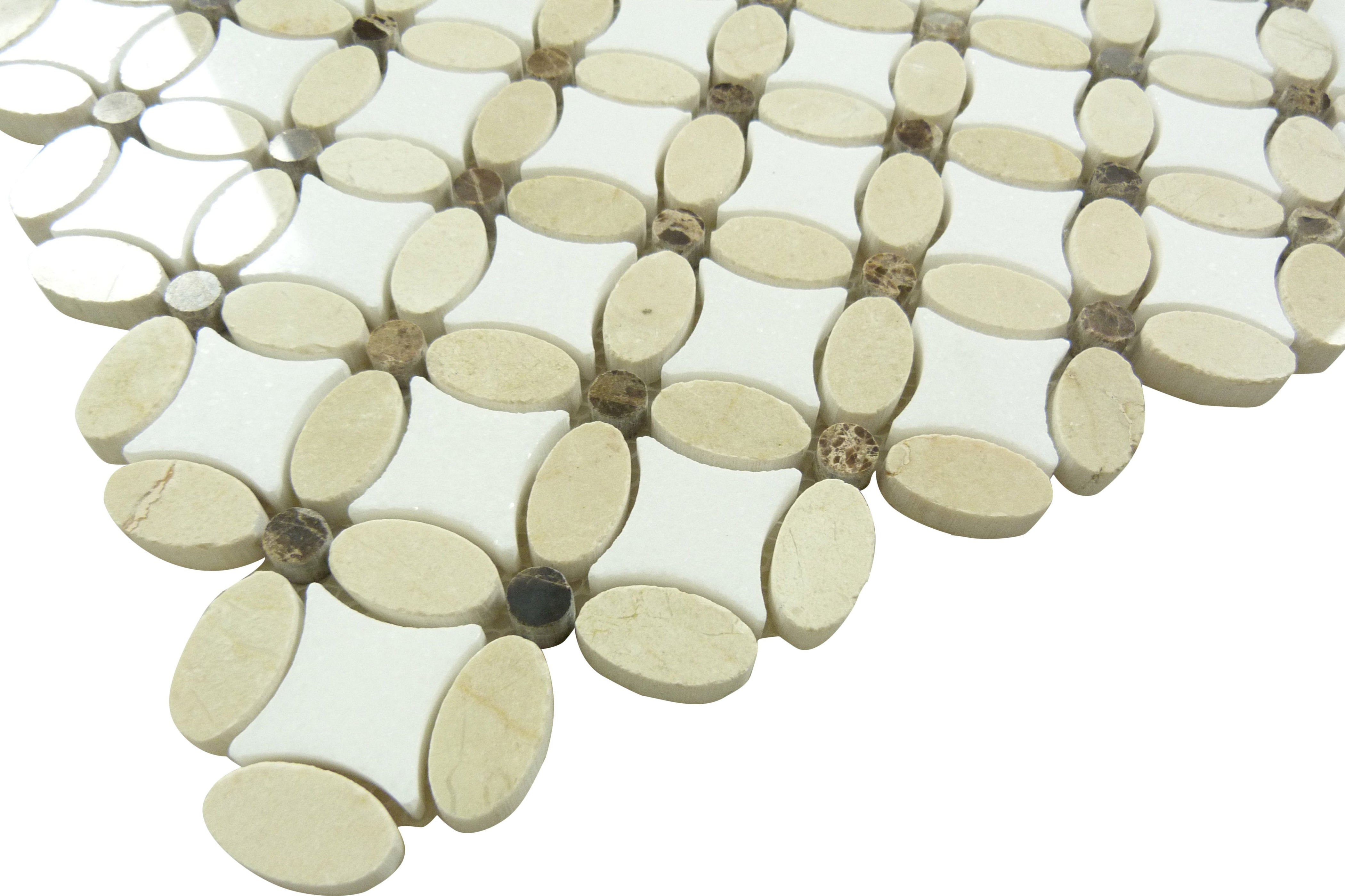 Flower Cream Beige Stone Flower Tile Polished FS-71