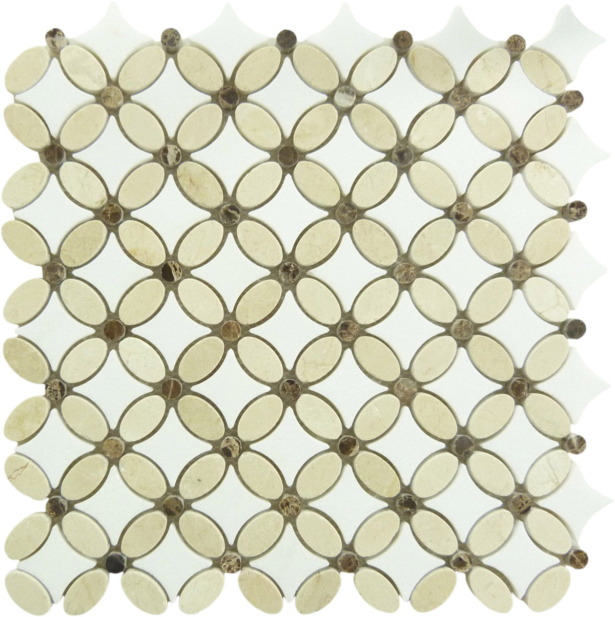 Flower Cream Beige Stone Flower Tile Polished FS-71