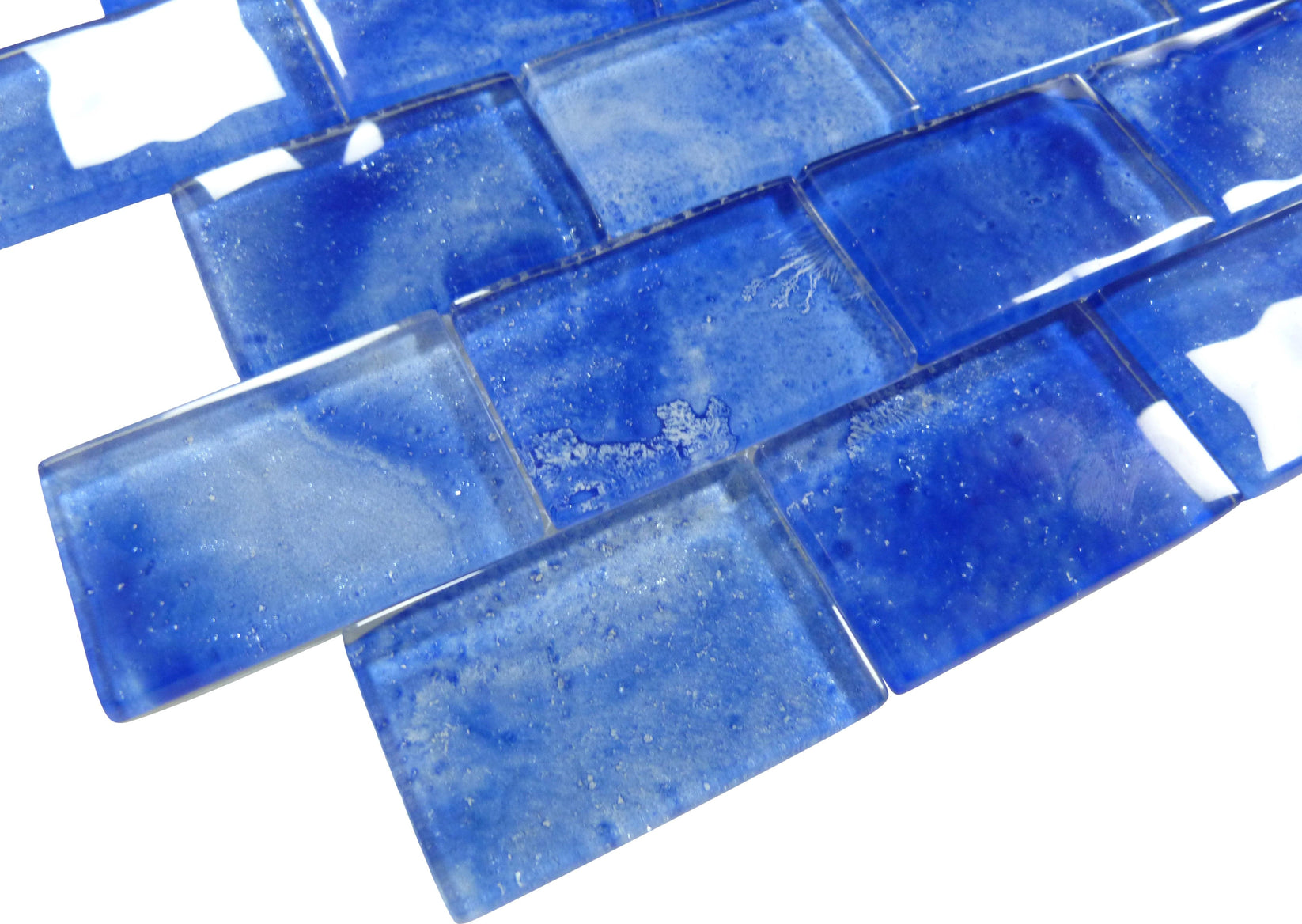Frothy Swirls Azulejo Art Blue 2x3 Glossy Glass Tile | Oasis Tile