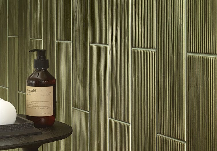 Groove Bass Green 3x12 Glossy Porcelain Tile | Oasis Tile