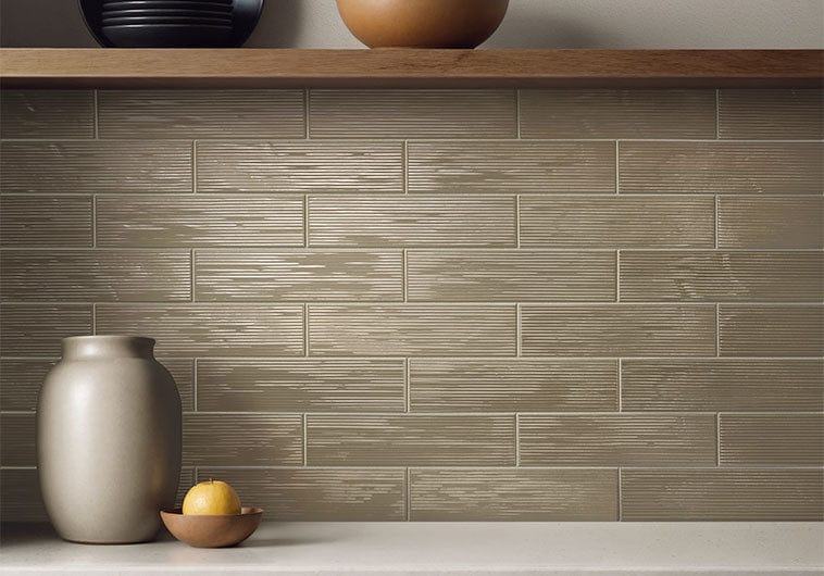 Groove Beat Brown 3x12 Glossy Porcelain Tile | Oasis Tile