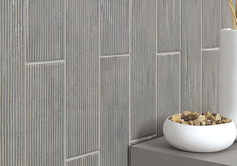 Groove Jam Grey 3x12 Glossy Porcelain Tile | Oasis Tile