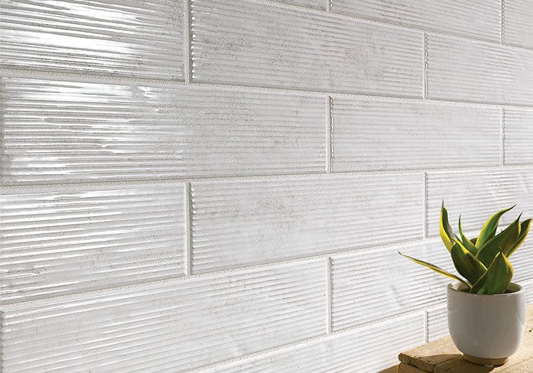 Groove Rhythm Ice 3x12 Glossy Porcelain Tile | Oasis Tile