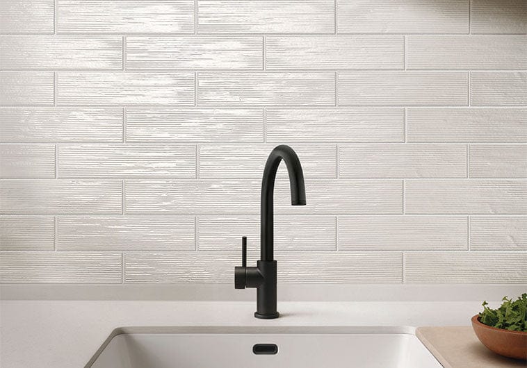 Groove Swing White 3x12 Glossy Porcelain Tile | Oasis Tile