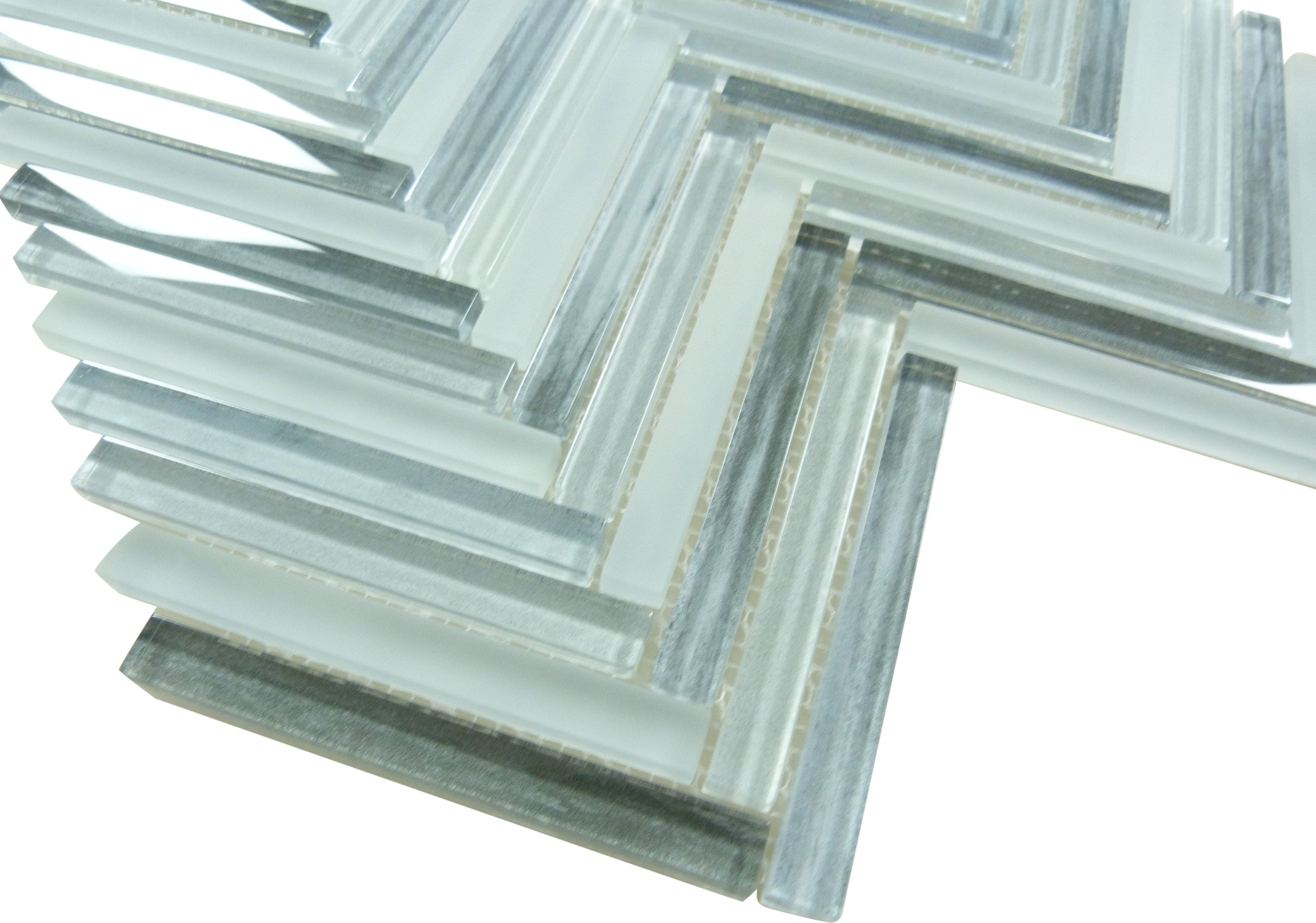 Himalayan Arches Nanda Blue Glossy and Frosted Glass Tile | Oasis Tile