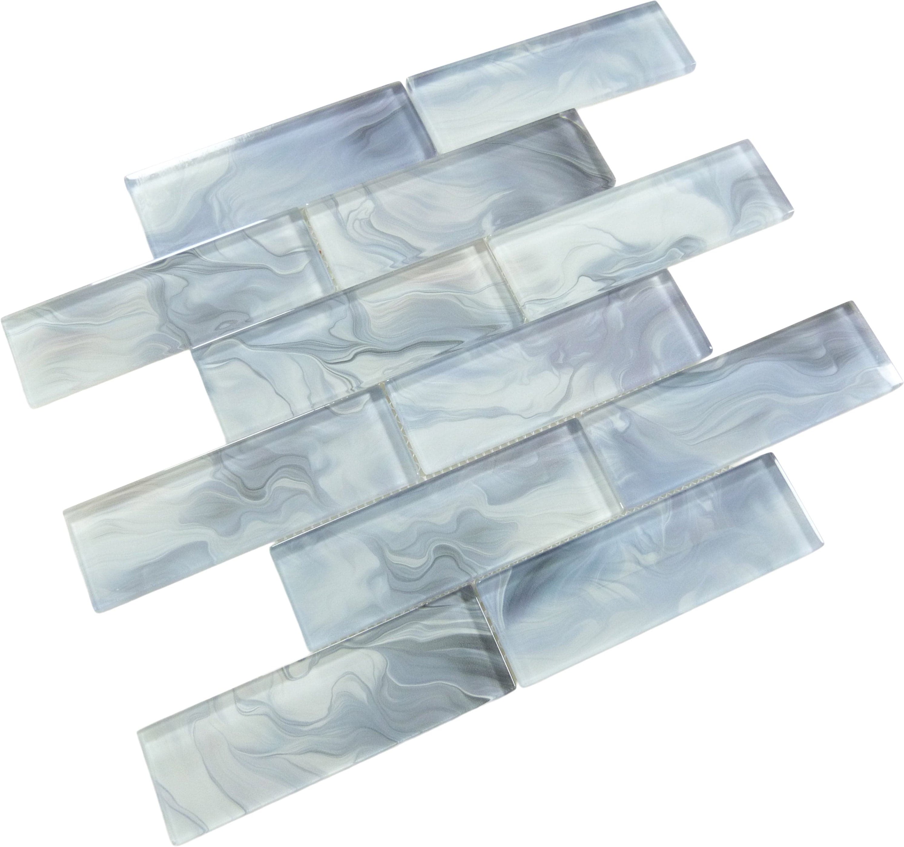 Legend Enchanted Merlin Grey 2x6 Glossy Glass Tile | Oasis Tile