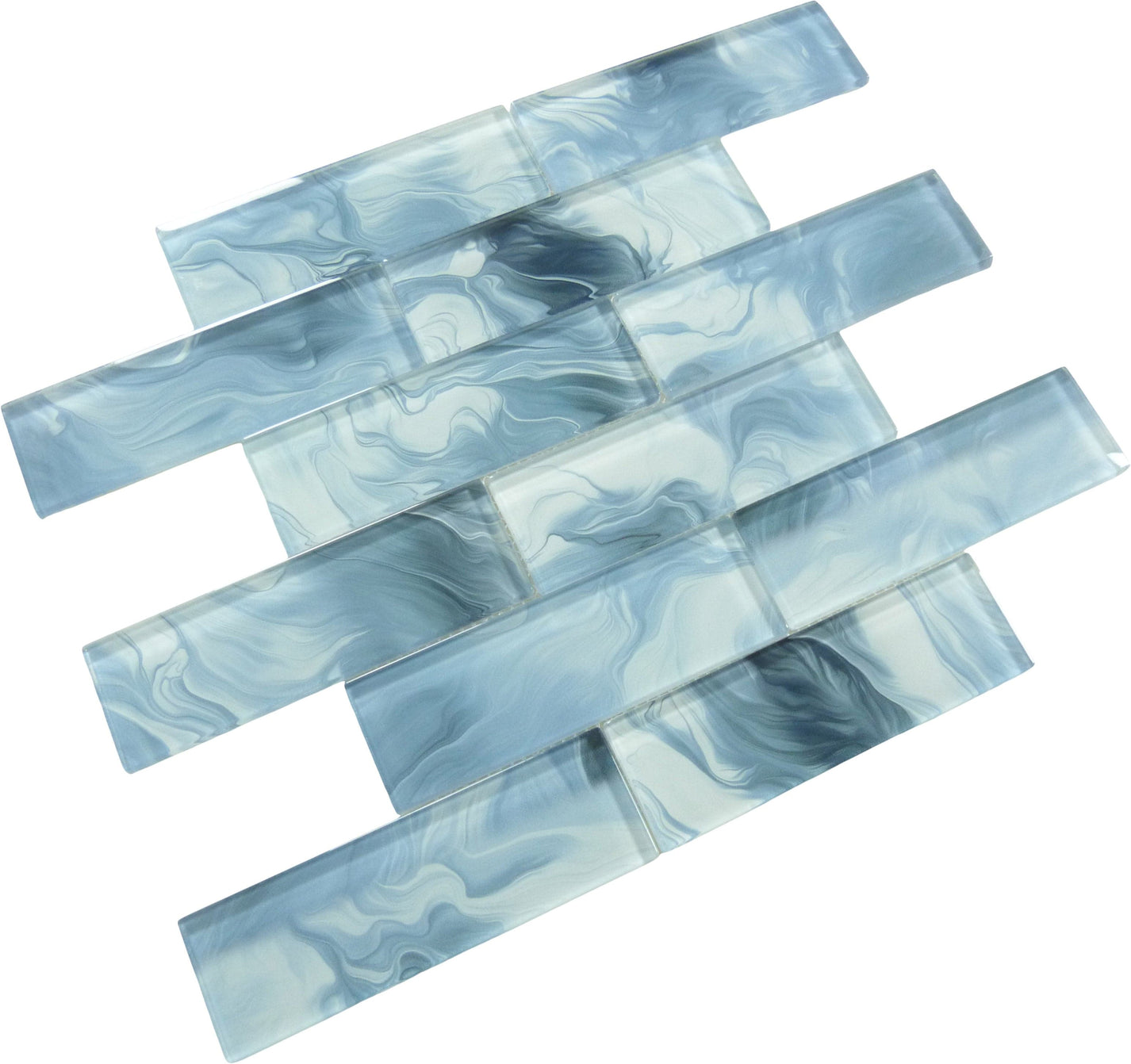 Legend Minerva Frost Blue 2x6 Glossy Glass Tile | Oasis Tile