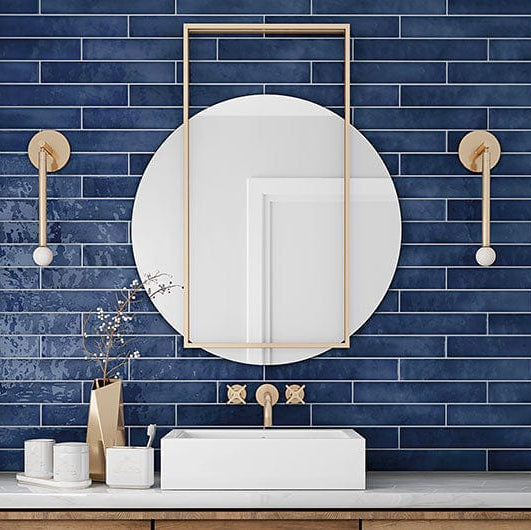 Manacor Ocean Blue 2.5x16 Glossy Ceramic Tile | Oasis Tile