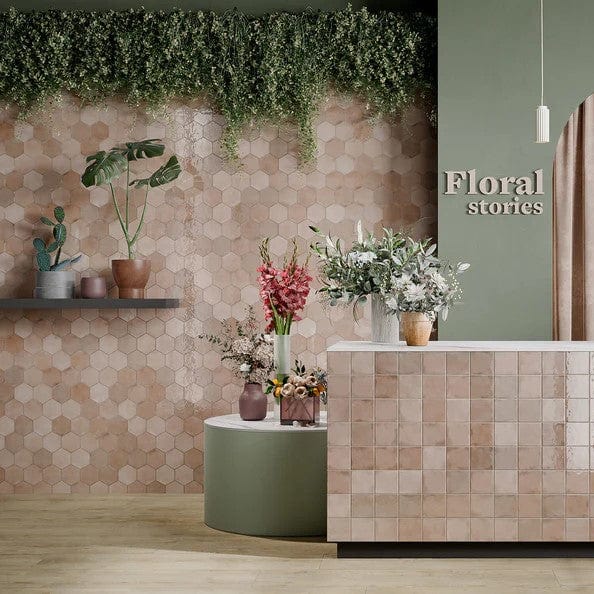 Marthas Manor Provence Rose Hex 4x5 Glossy Ceramic Tile | Oasis Tile