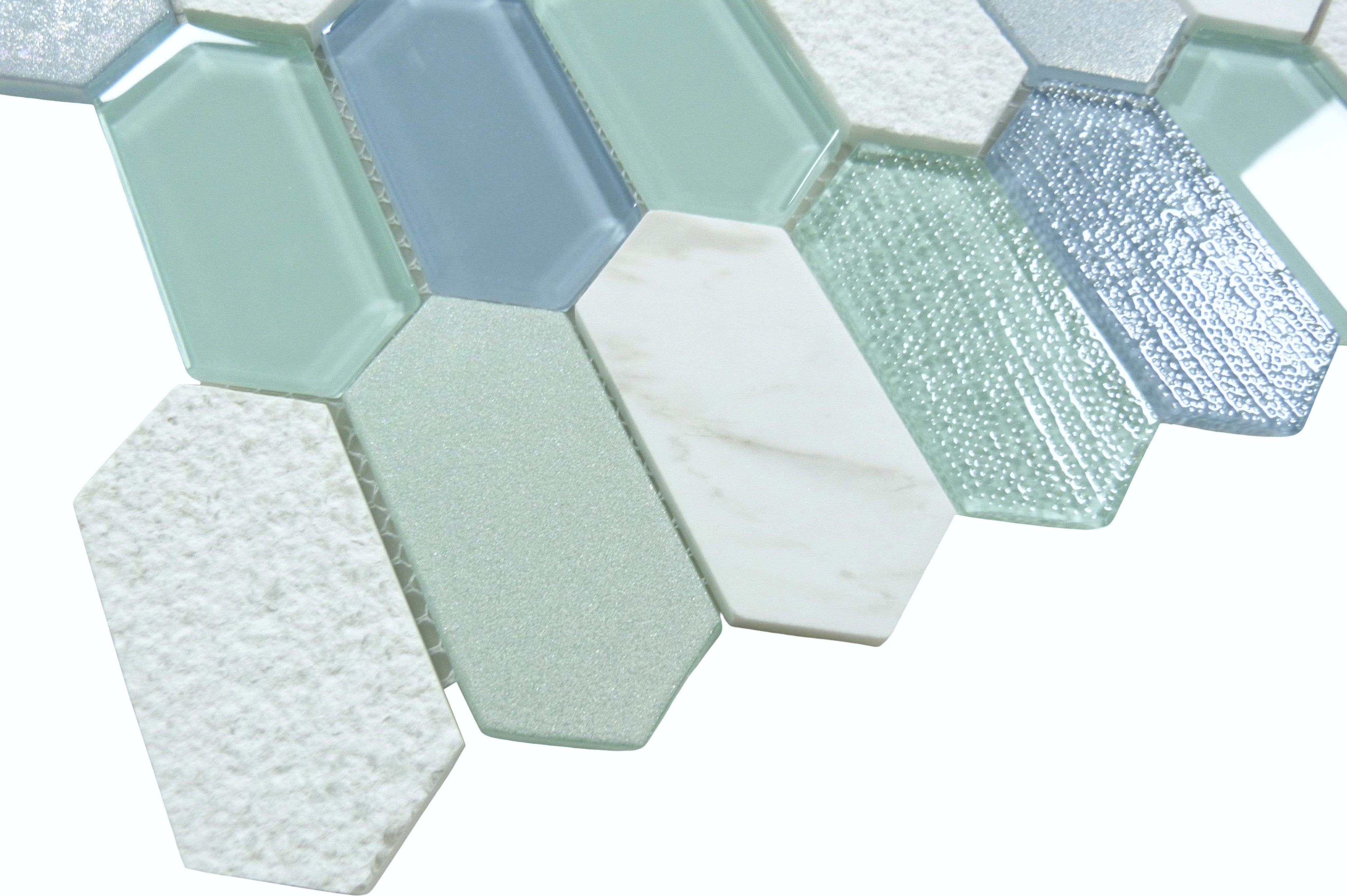 Modular Garden Lucia Isle Blue Elongated Hexagon Tile | Oasis Tile