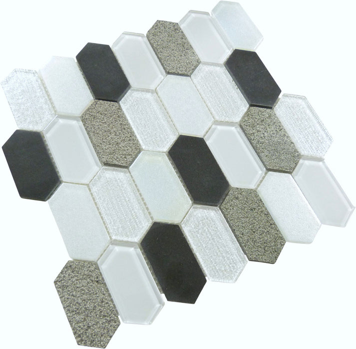 Modular Garden Tivoli Square Black Elongated Hexagon Tile | Oasis Tile