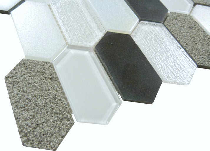 Modular Garden Tivoli Square Black Elongated Hexagon Tile | Oasis Tile