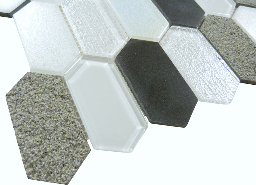 Modular Garden Tivoli Square Black Elongated Hexagon Tile | Oasis Tile