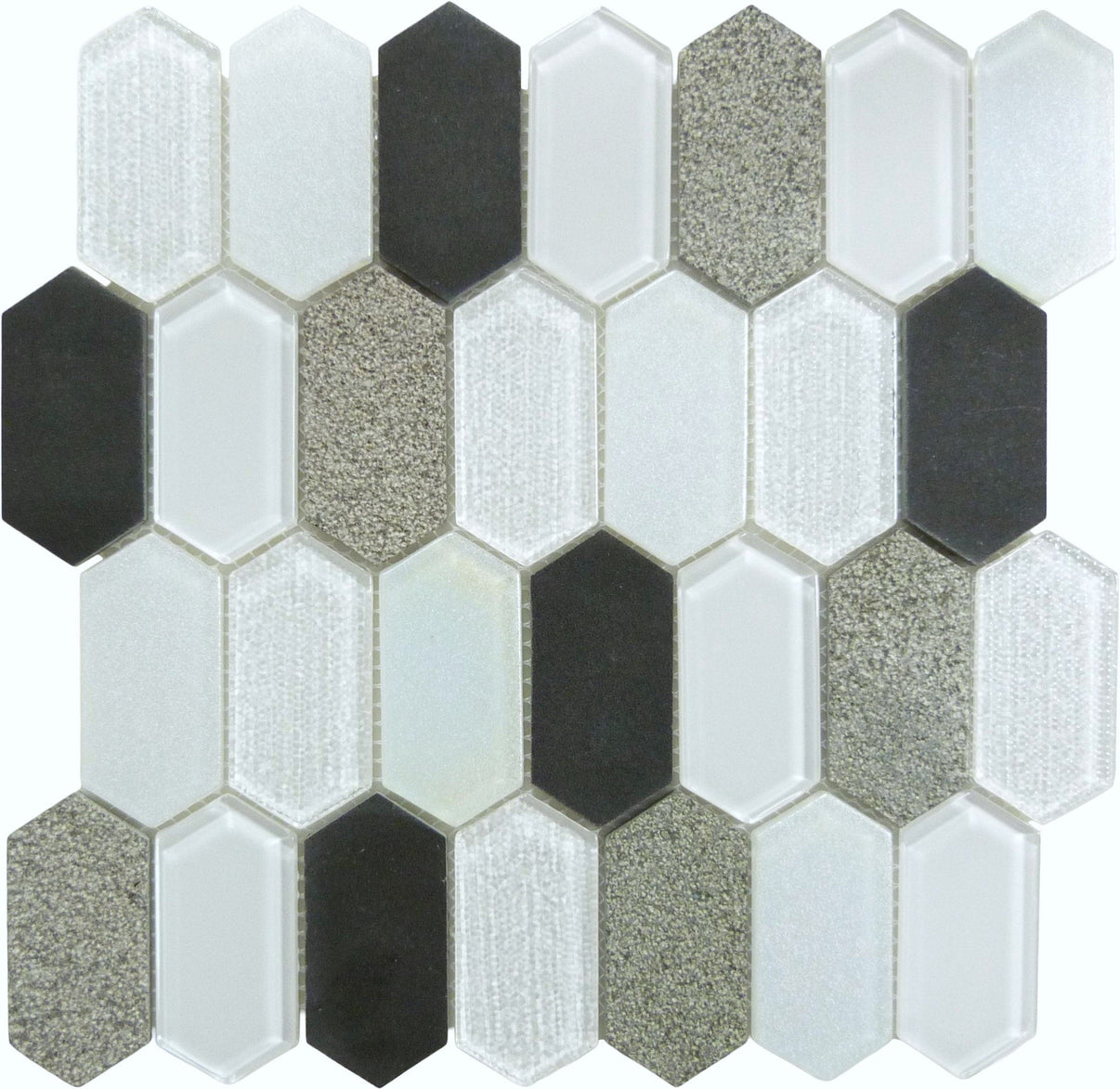 Modular Garden Tivoli Square Black Elongated Hexagon Tile | Oasis Tile