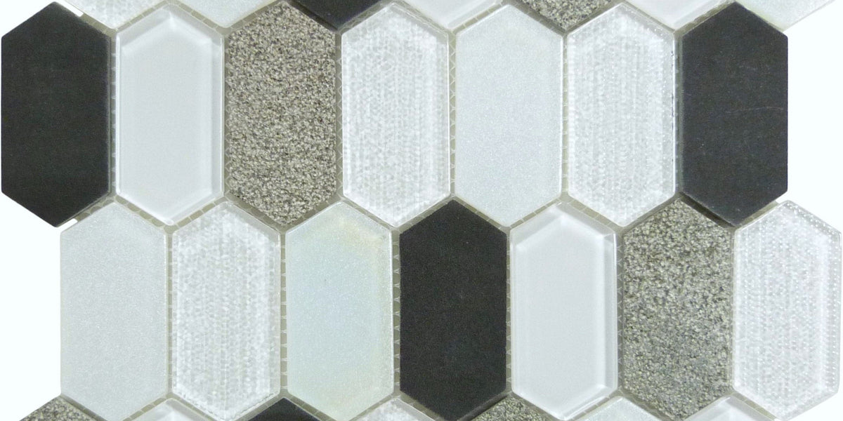 Modular Garden Tivoli Square Black Elongated Hexagon Tile | Oasis Tile