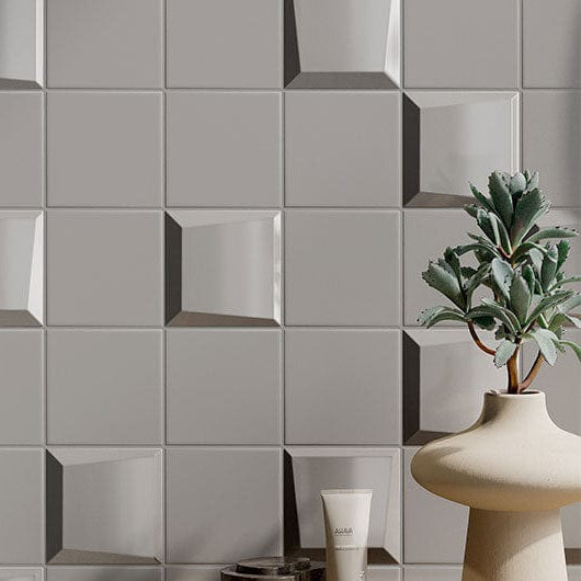 Noelle Maevory Flat Grey 4x4 Matte Ceramic Tile | Oasis Tile