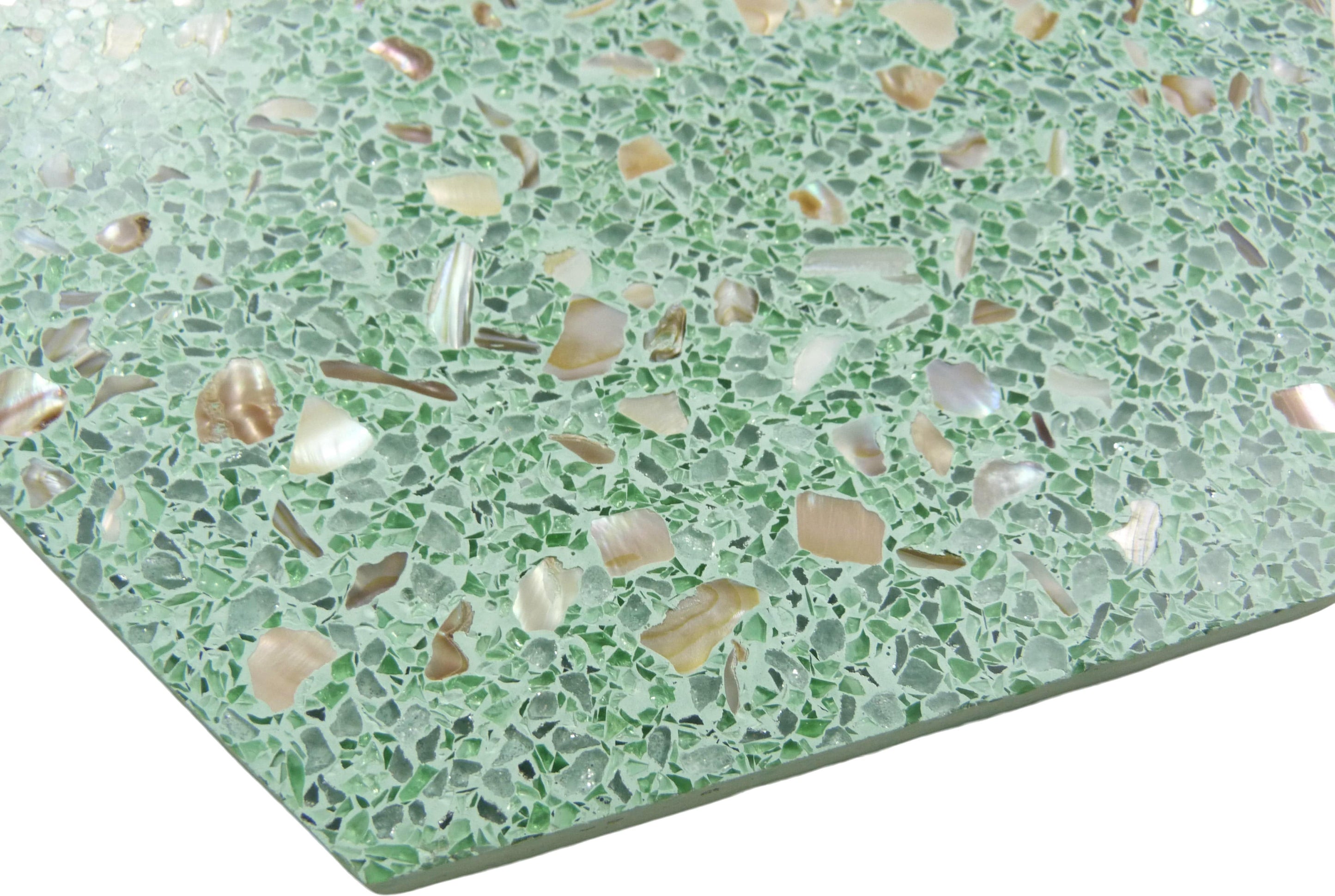 Aquaterra Green Hex Terrazzo and Shell Polished Tile | Oasis Tile