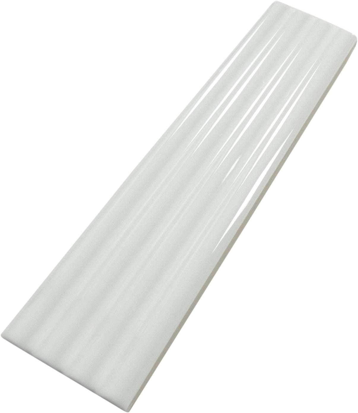 Ridge White Deco Glossy 2x8 Ceramic Tile | Oasis Tile