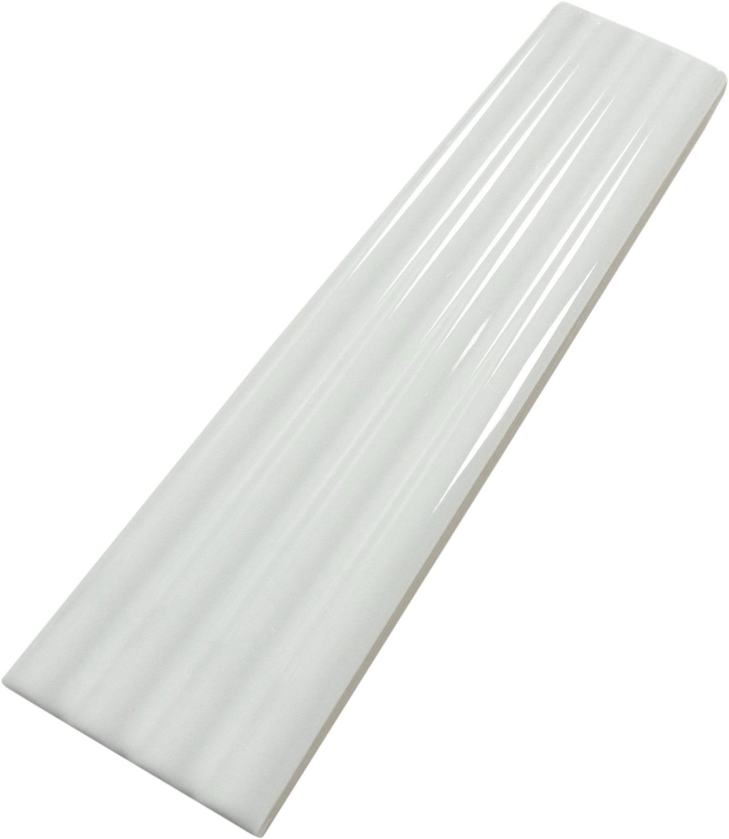 Ridge White Deco Glossy 2x8 Ceramic Tile | Oasis Tile