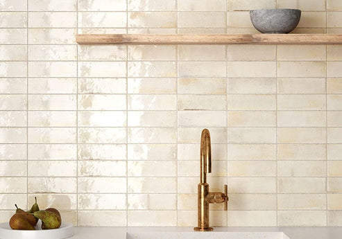 Hanoi White 2.5 x8 Glossy Ceramic Tile | Oasis Tile