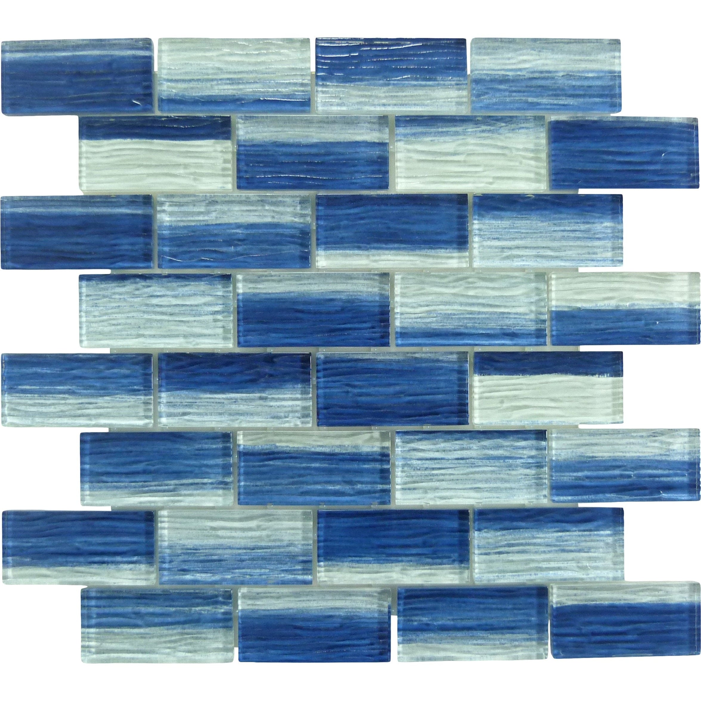 Blue Black Blend Wave Glossy Glass Tile