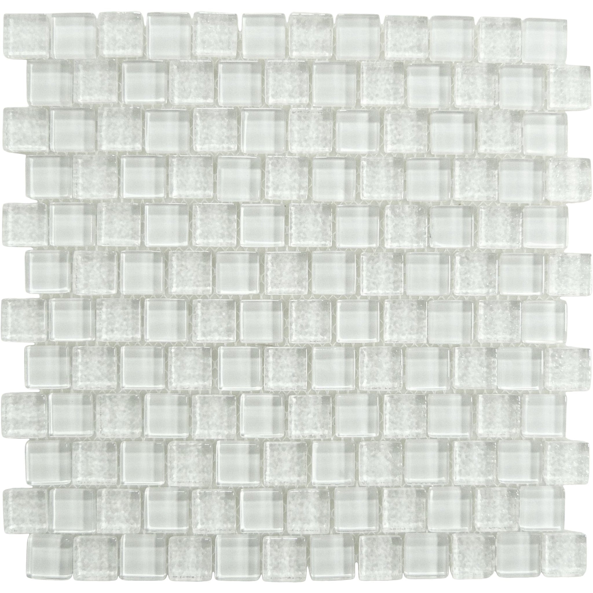 Bright White 1x1 Offset Glass Tile | Oasis Tile