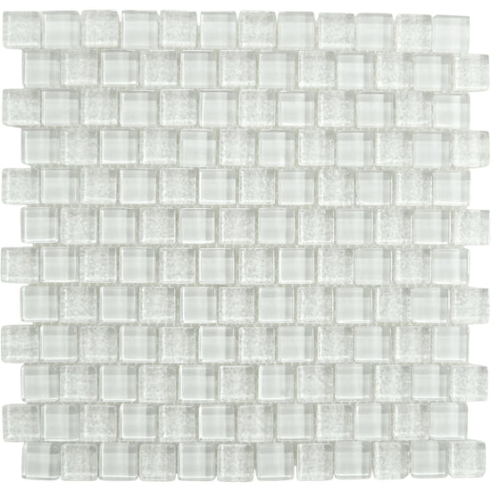 Bright White 1x1 Offset Glass Tile | Oasis Tile