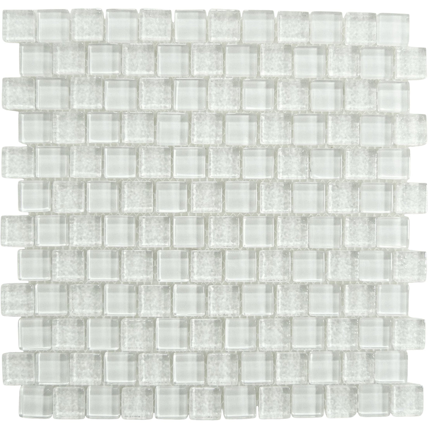 Bright White 1x1 Offset Glass Tile | Oasis Tile