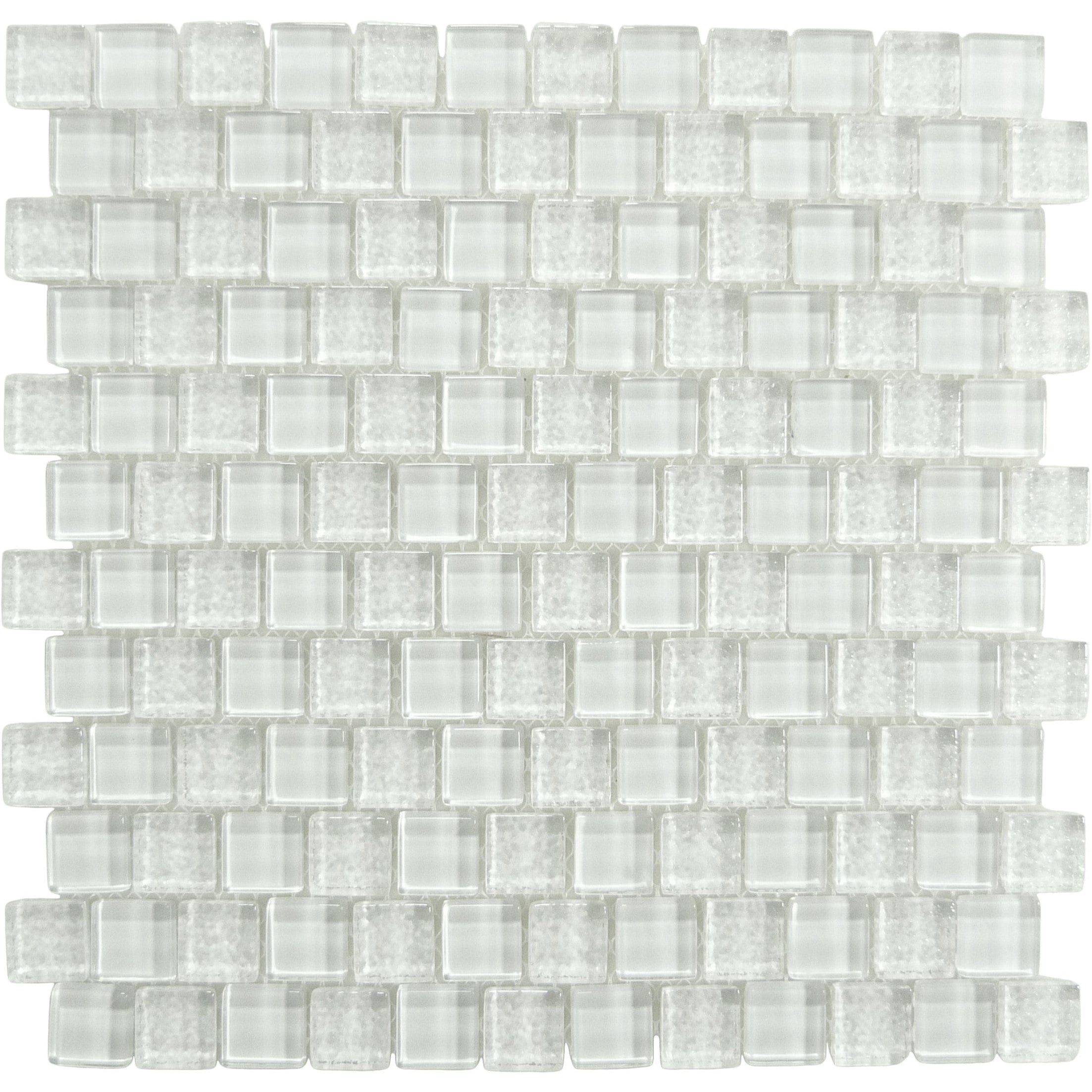 Bright White 1x1 Offset Glass Tile | Oasis Tile
