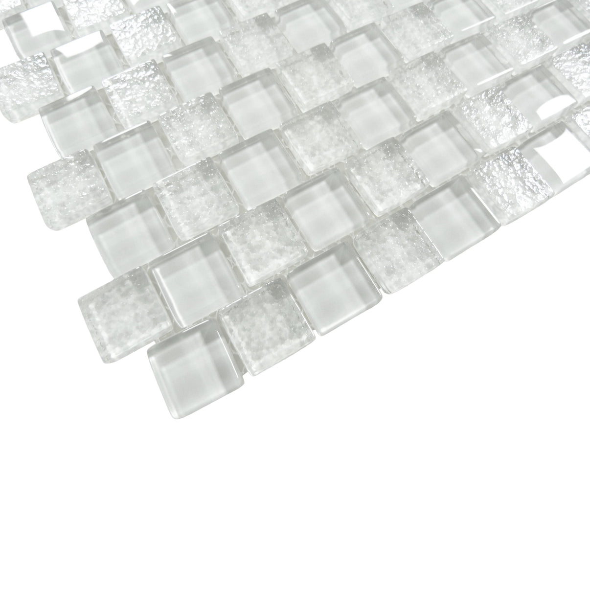 Bright White 1x1 Offset Glass Tile | Oasis Tile