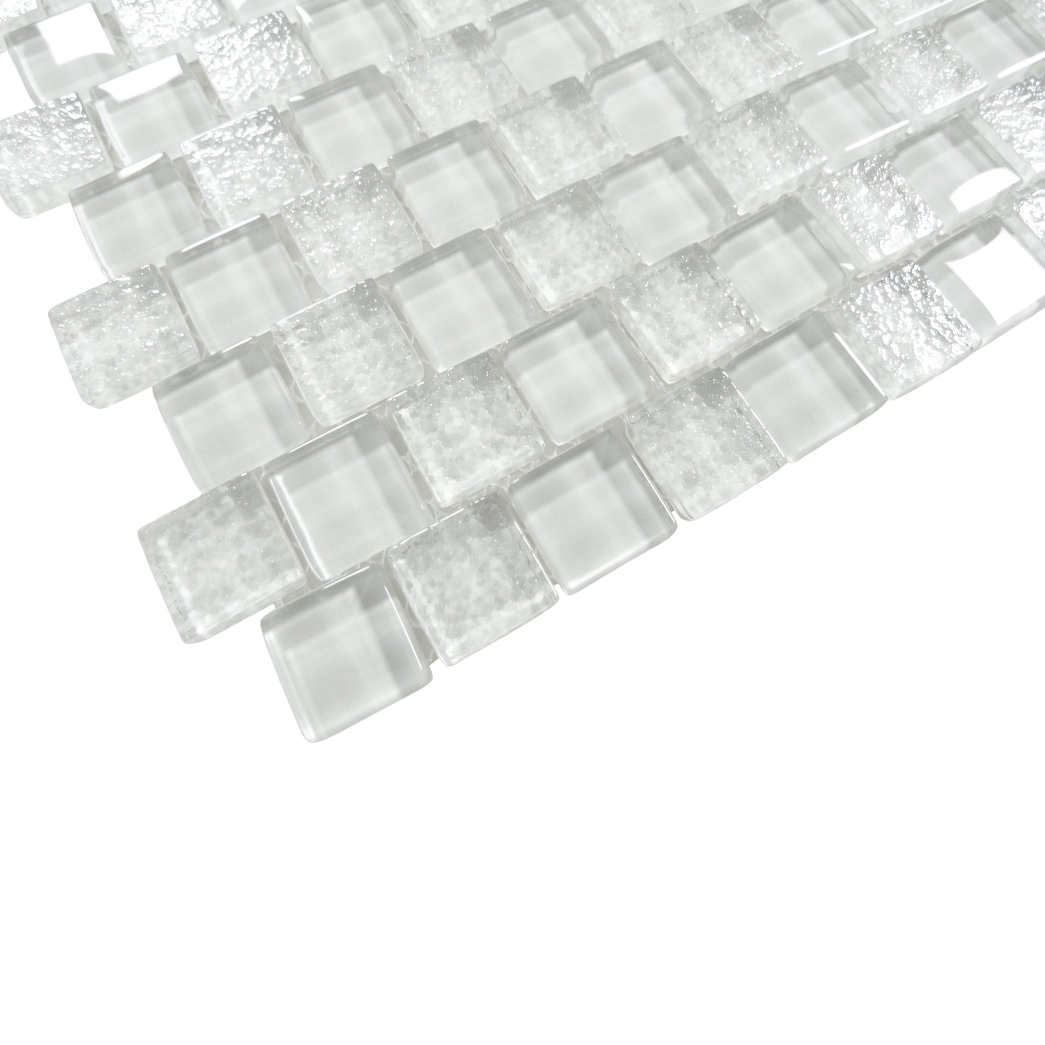 Bright White 1x1 Offset Glass Tile | Oasis Tile