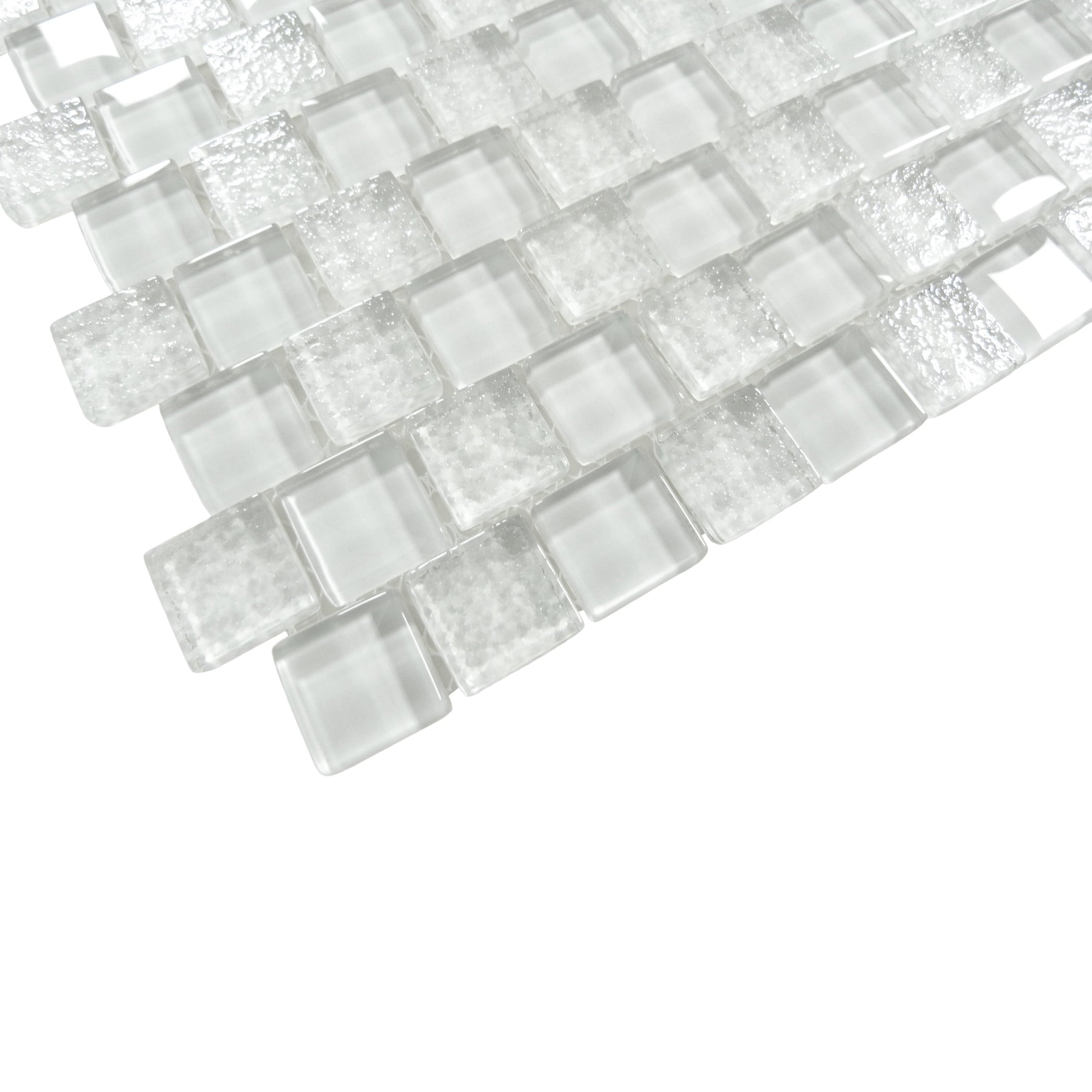 Bright White 1x1 Offset Glass Tile | Oasis Tile