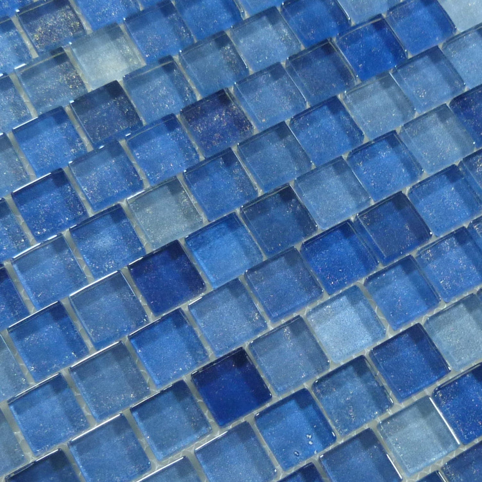 Crystal Waters Gulf Stream Blue 1x1 Offset Glass Tile | Oasis Tile