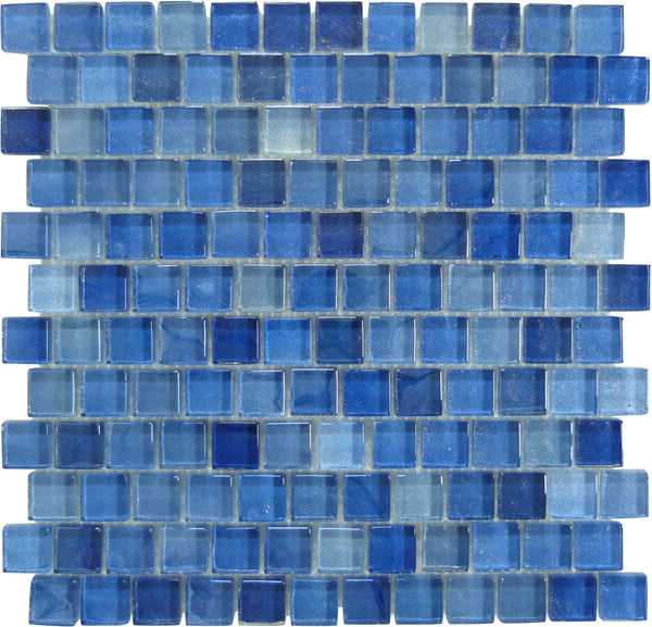 Crystal Waters Gulf Stream Blue 1x1 Offset Glass Tile | Oasis Tile